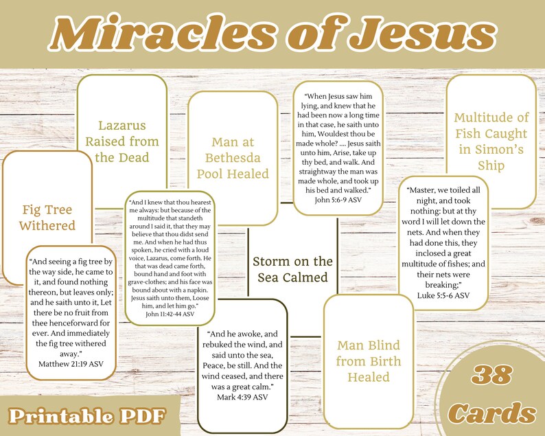 Miracles of Jesus, Jesus Miracles, Bible Flashcards, Kids Bible Cards ...