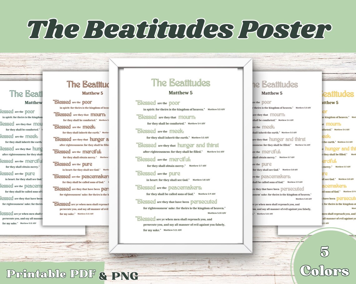 The Beatitudes, Beatitudes Poster, Beatitudes Printable, Matthew 5 ...