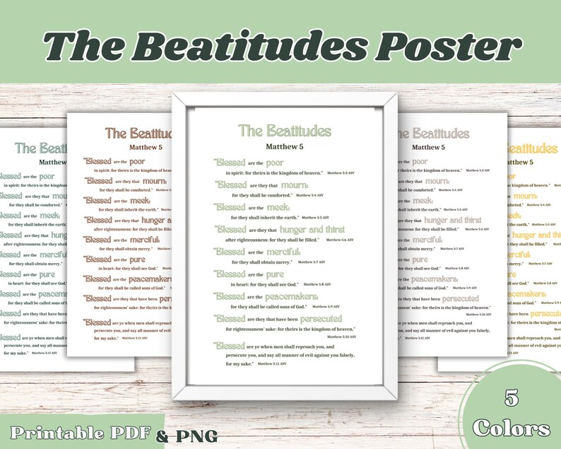 The Beatitudes, Beatitudes Poster, Beatitudes Printable, Matthew 5 ...