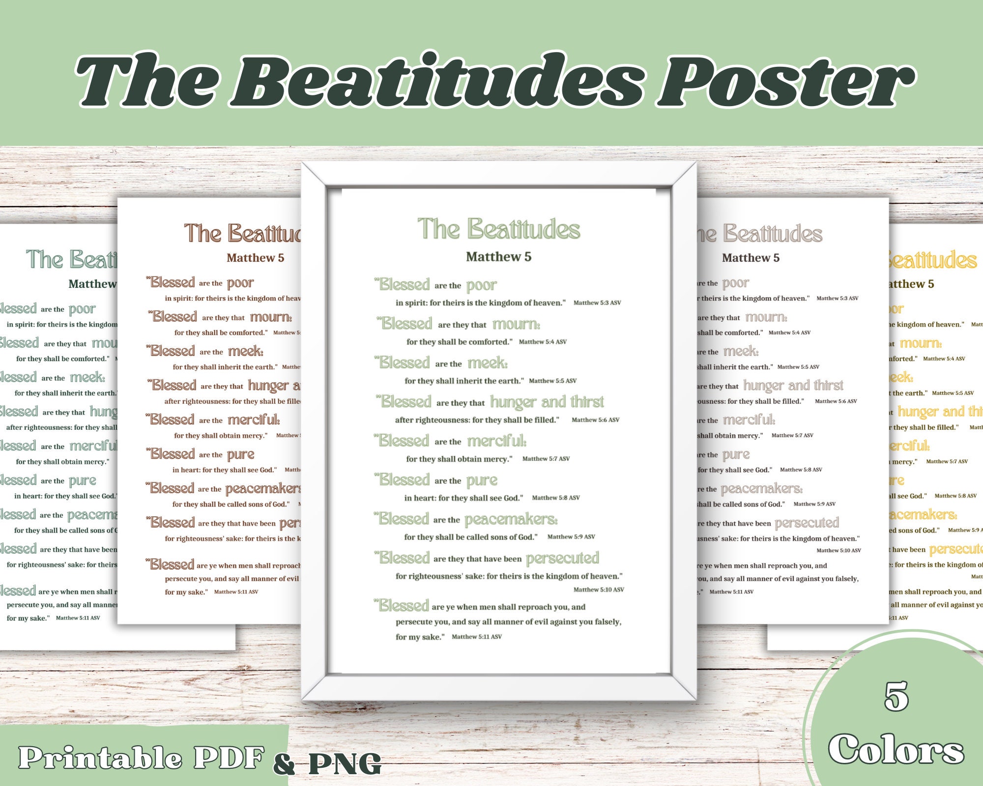 The Beatitudes, Beatitudes Poster, Beatitudes Printable, Matthew 5 ...