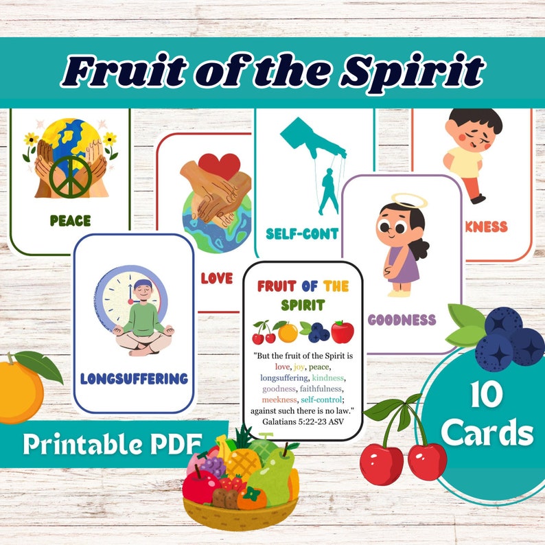 Fruit of the Spirit, Fruits of the Spirit, Kids Bible Cards, Bible ...