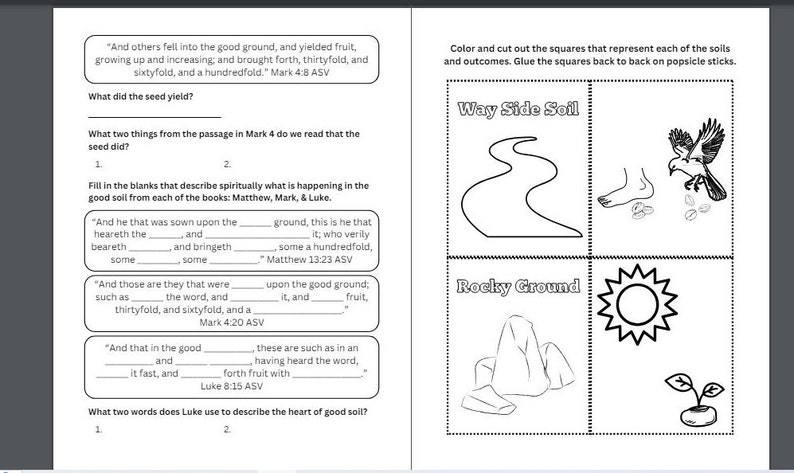 Parable of the Sower, Parables, Bible Worksheets, Kids Bible Study ...