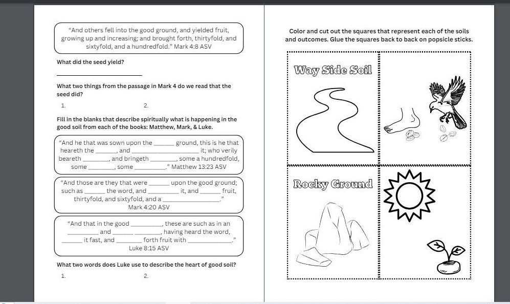 Parable of the Sower, Parables, Bible Worksheets, Kids Bible Study ...