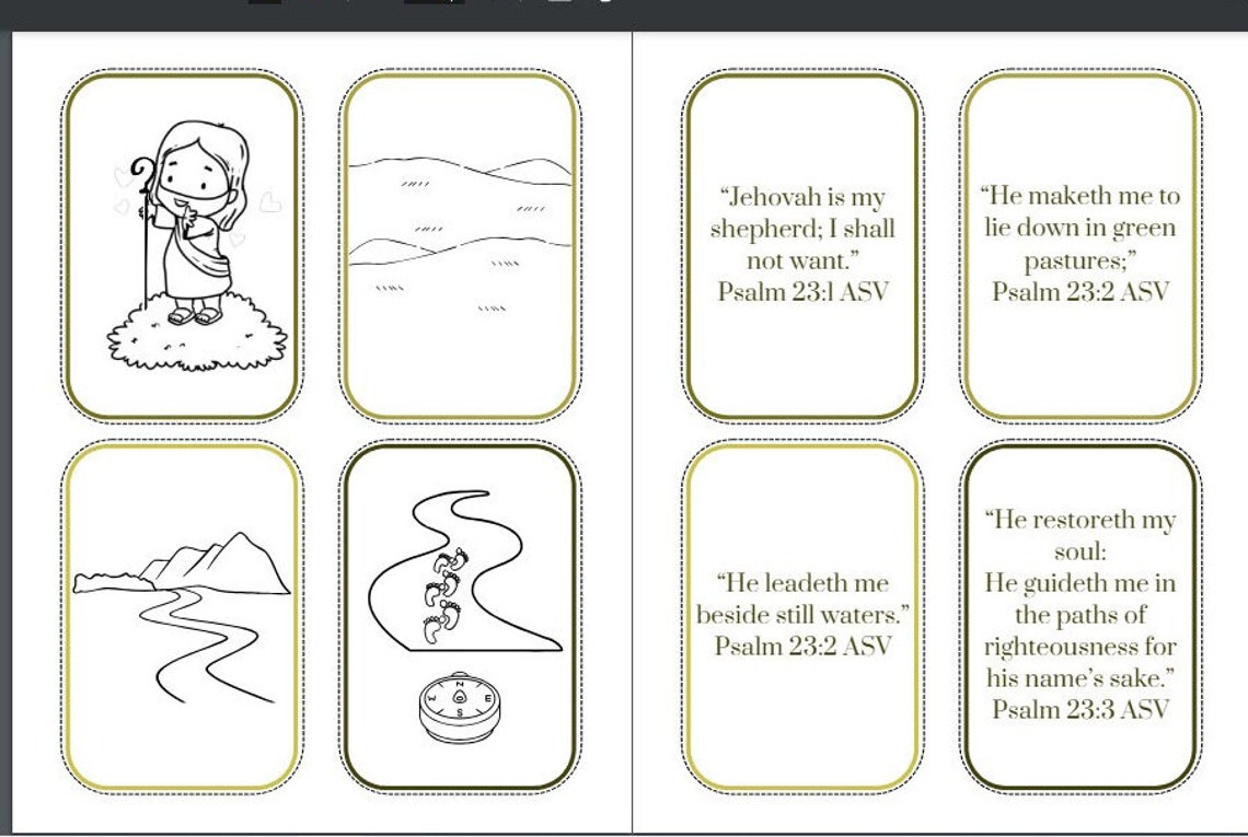Psalm 23, Psalm 23 Printable, Psalms 23, Bible Cards for Kids, Kids ...