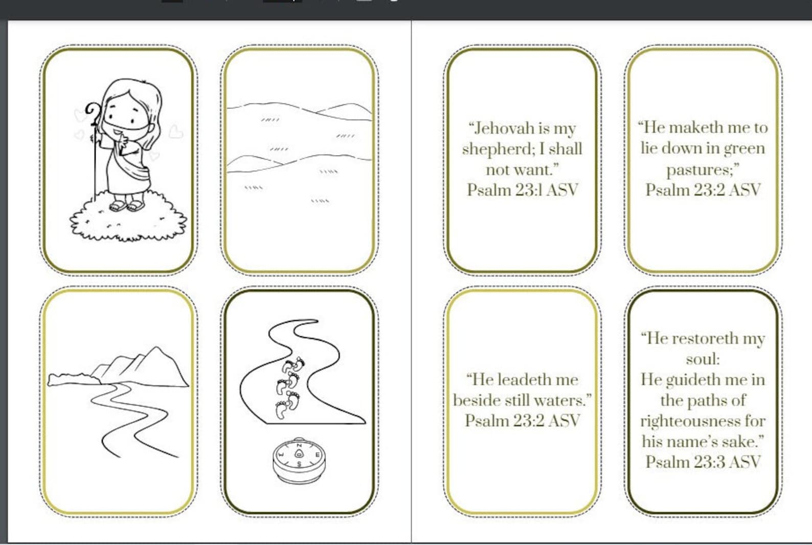 Psalm 23, Psalm 23 Printable, Psalms 23, Bible Cards for Kids, Kids ...