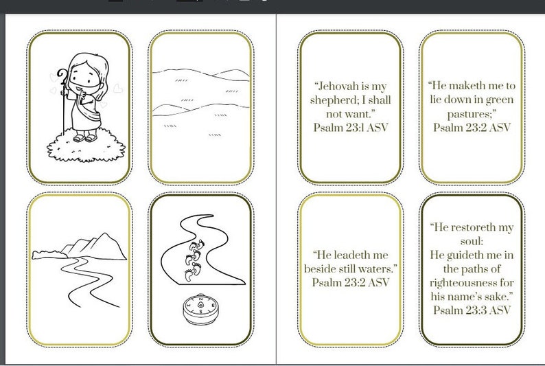 Psalm 23, Psalm 23 Printable, Psalms 23, Bible Cards for Kids, Kids ...