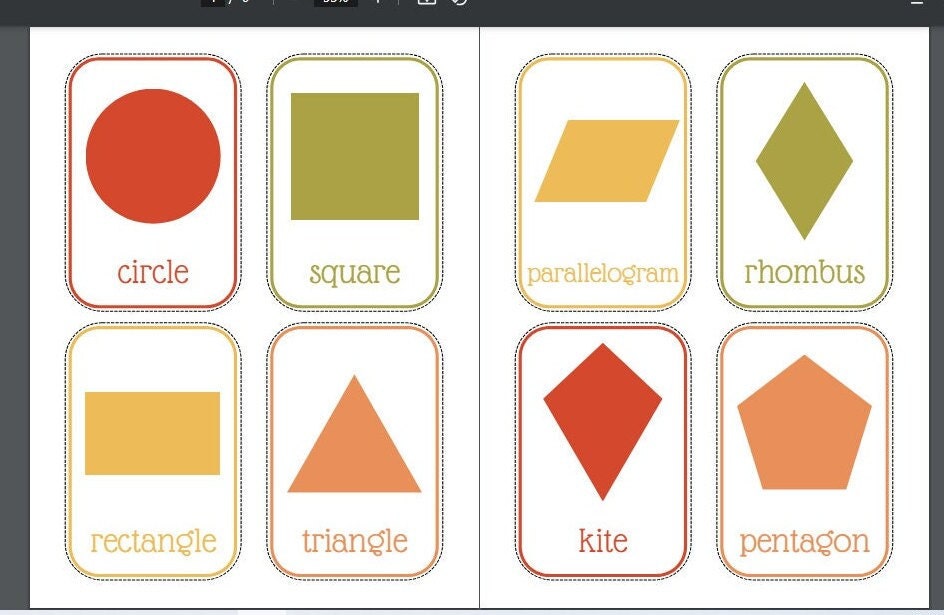 Shapes Flashcards, Shapes for Kids, Shape Flashcard, Math Printables ...
