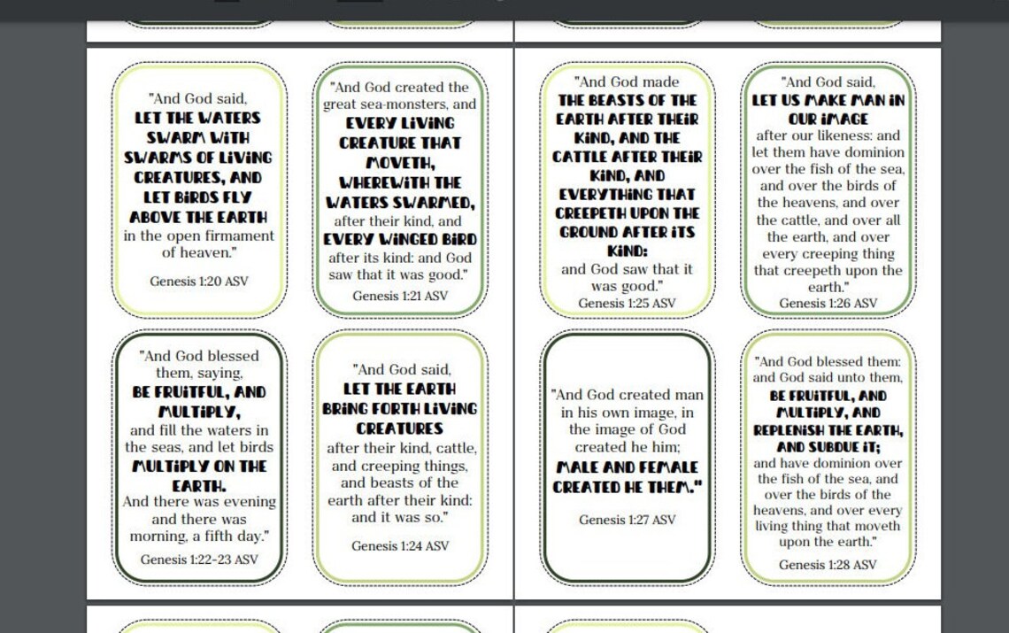 Genesis, Creation Bible Story, Kids Bible Cards, Bible Flash Cards ...