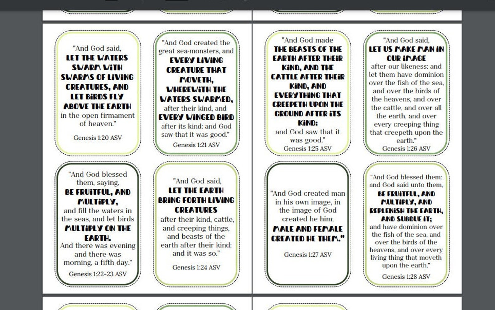 Genesis, Creation Bible Story, Kids Bible Cards, Bible Flash Cards ...