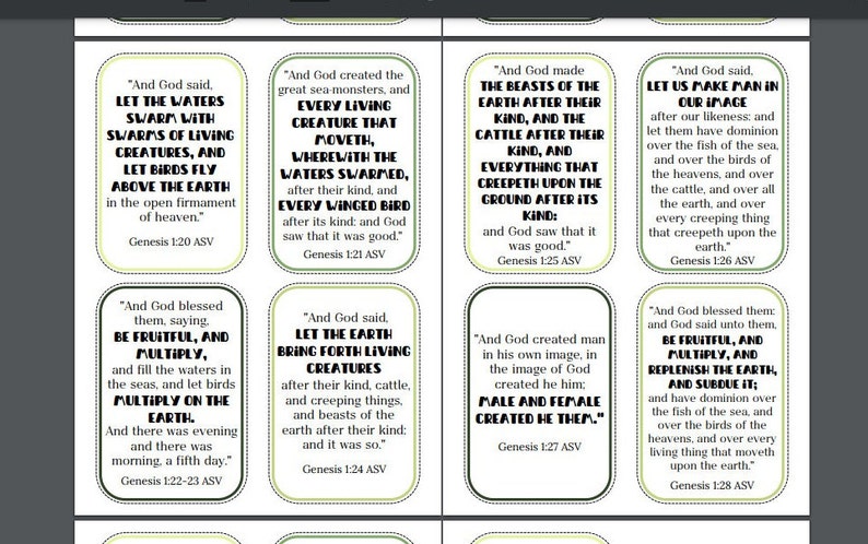 Genesis, Creation Bible Story, Kids Bible Cards, Bible Flash Cards ...