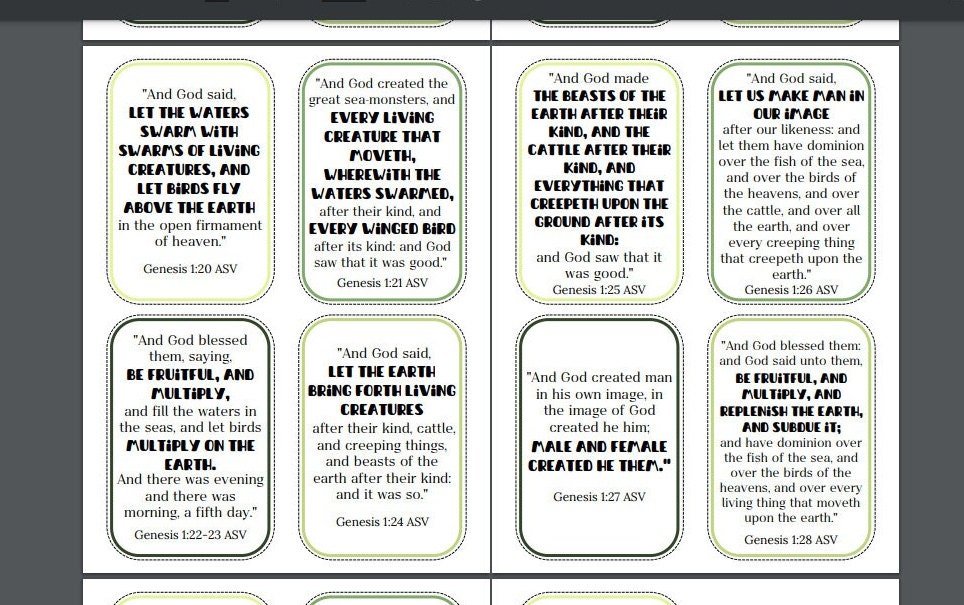 Genesis, Creation Bible Story, Kids Bible Cards, Bible Flash Cards ...