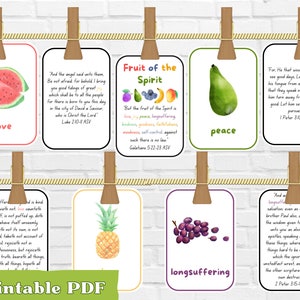 Fruit of the Spirit, Kids Bible Cards, Bible Flash Cards, Bible Verse ...