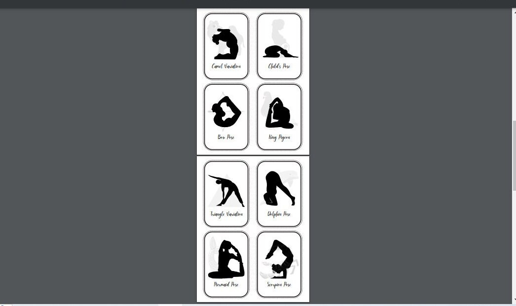 Yoga Poses, Yoga Printable, Yoga Flashcards, Yoga Cards, Yoga Asanas ...