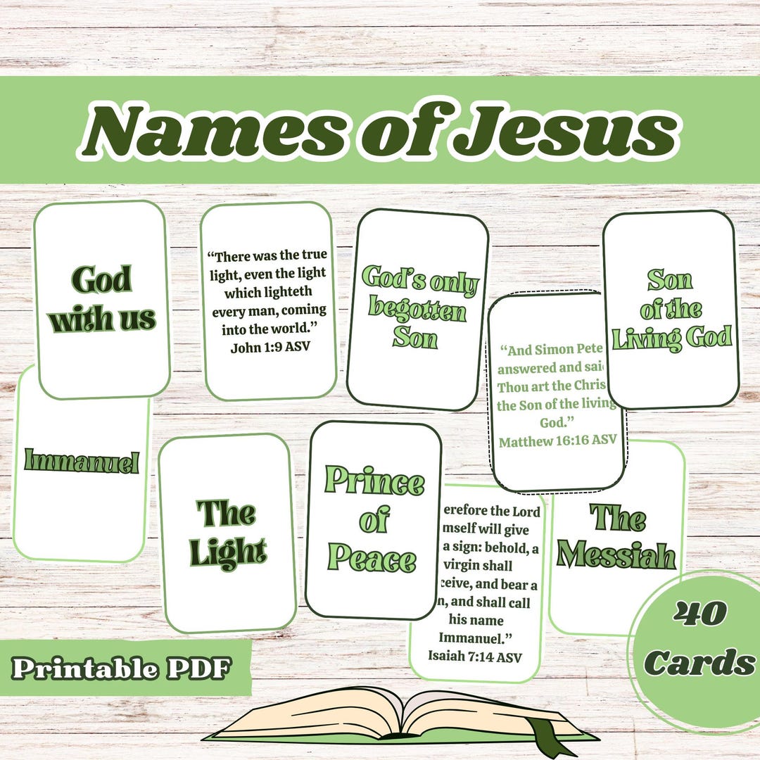 Names of Jesus, Bible Flashcards, Kids Bible Cards, Kids Bible ...