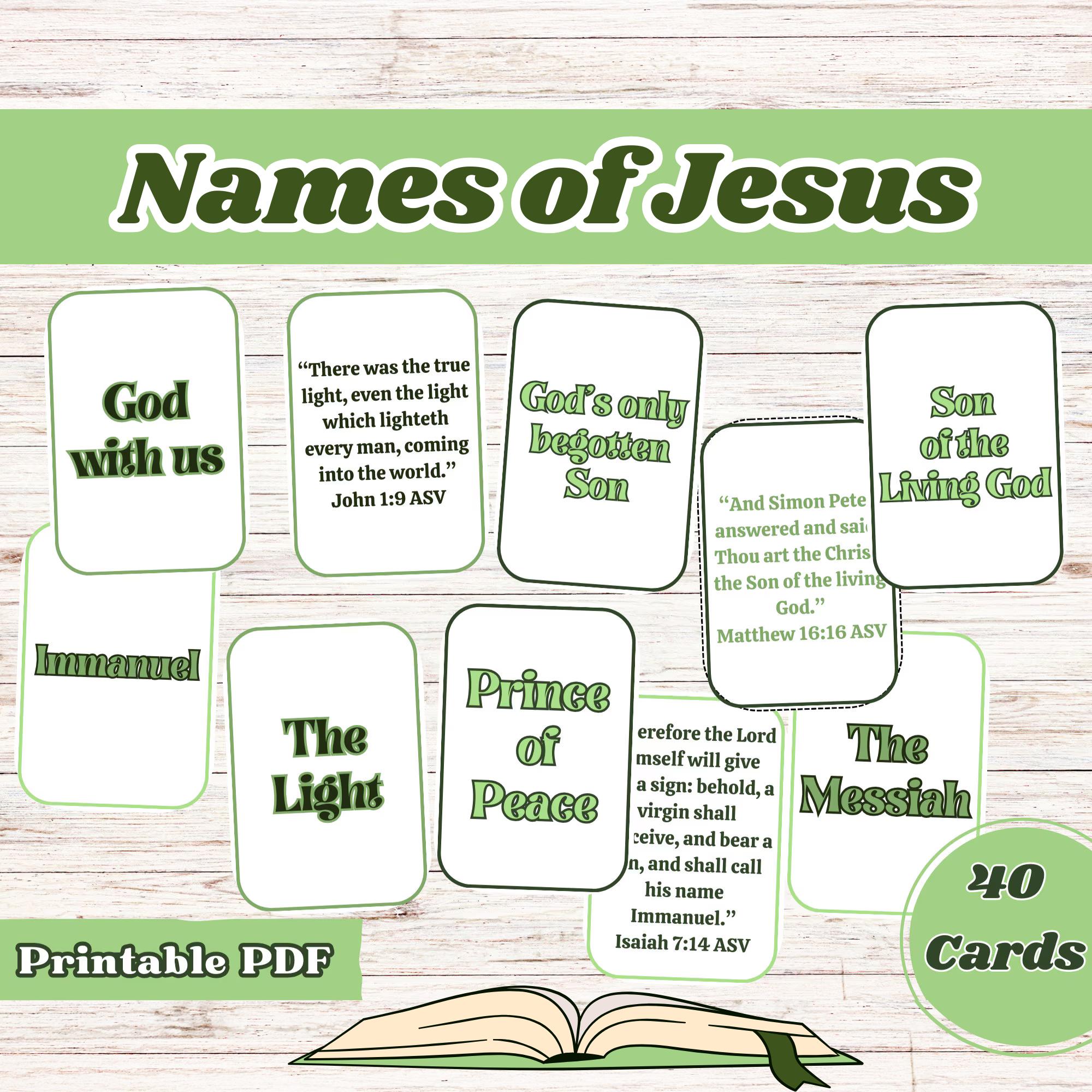 Names of Jesus, Bible Flashcards, Kids Bible Cards, Kids Bible ...