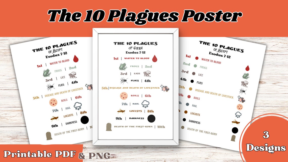 Plagues of Egypt, Moses Ten Plagues, Moses Plagues, Bible Poster, Old ...