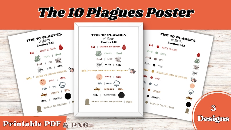 Plagues of Egypt, Moses Ten Plagues, Moses Plagues, Bible Poster, Old ...