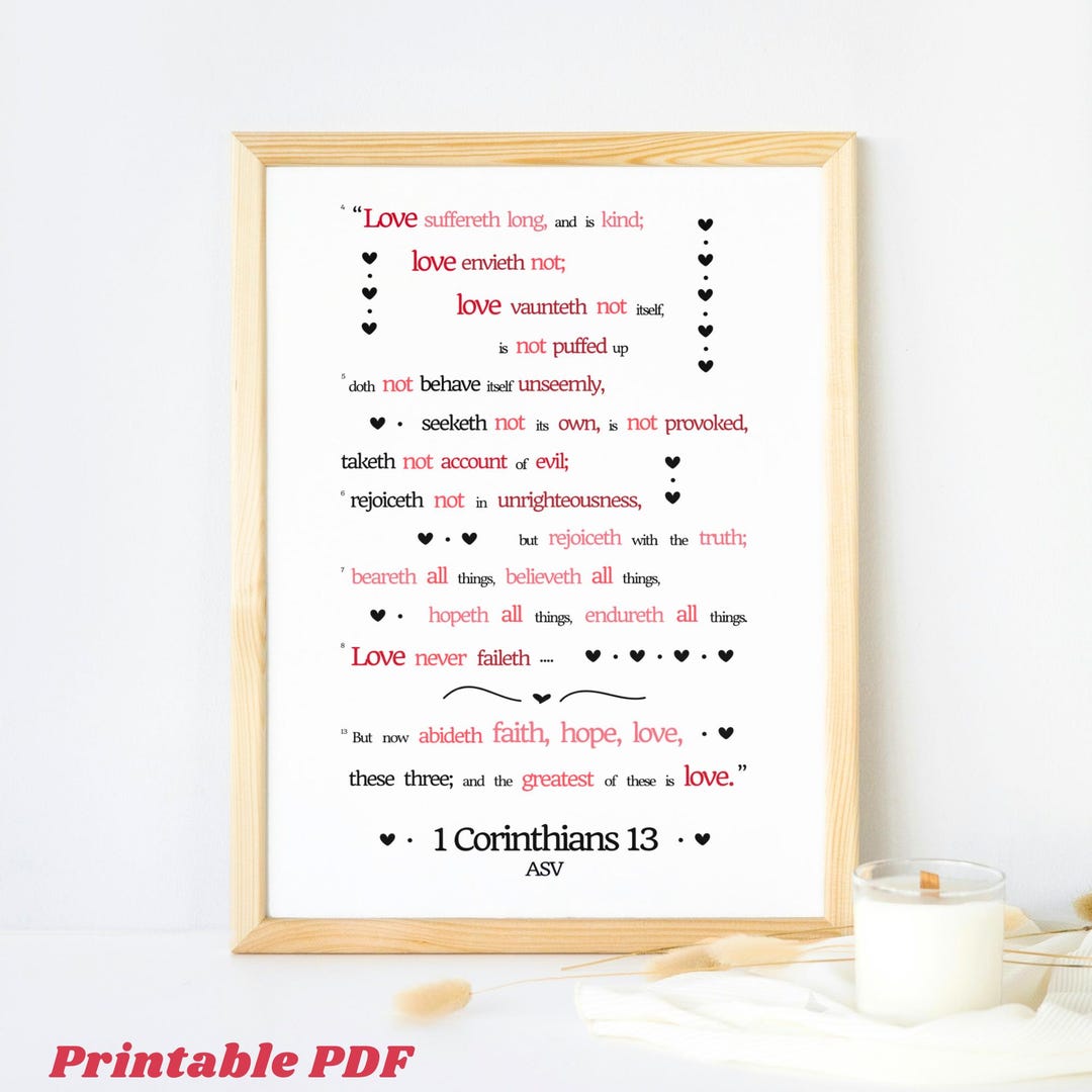 1 Corinthians 13, Corinthians Poster, Corinthians 13 Print, Scripture ...