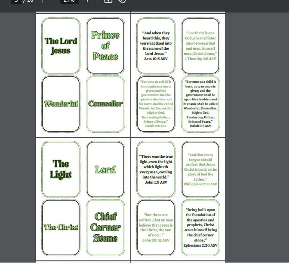 Names of Jesus, Bible Flashcards, Kids Bible Cards, Kids Bible ...