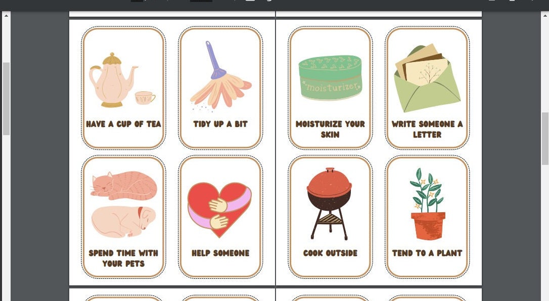 Self Care Cards, Selfcare Cards, Self Care Flashcards, Self Care Ideas ...