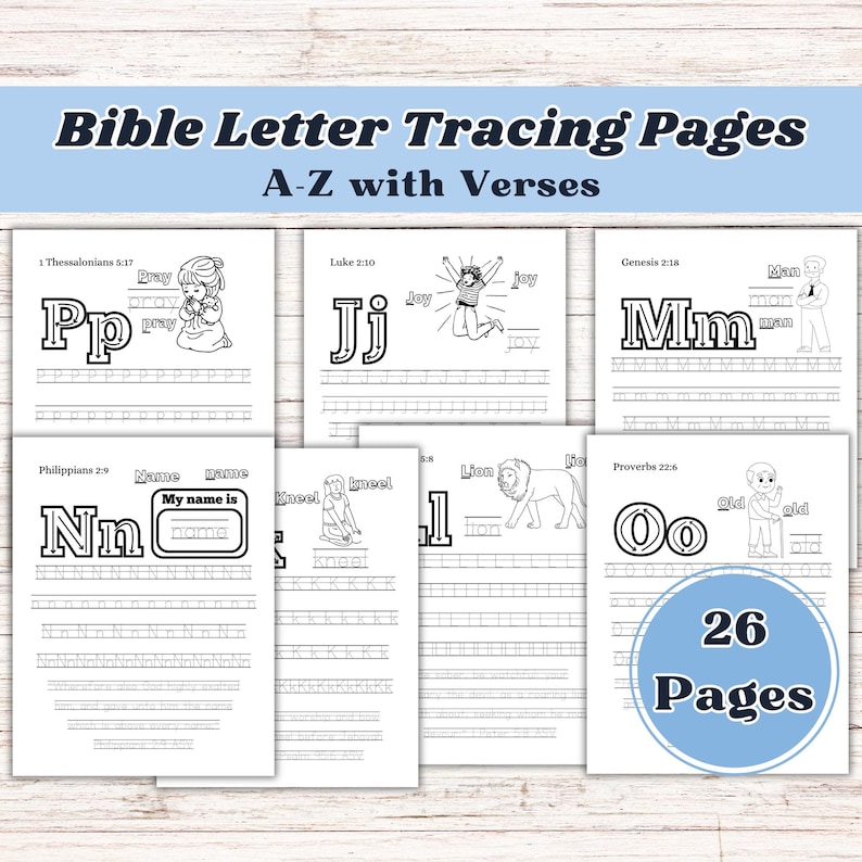 Bible Alphabet, Alphabet Tracing, ABC Tracing, Alphabet Trace, ABC ...