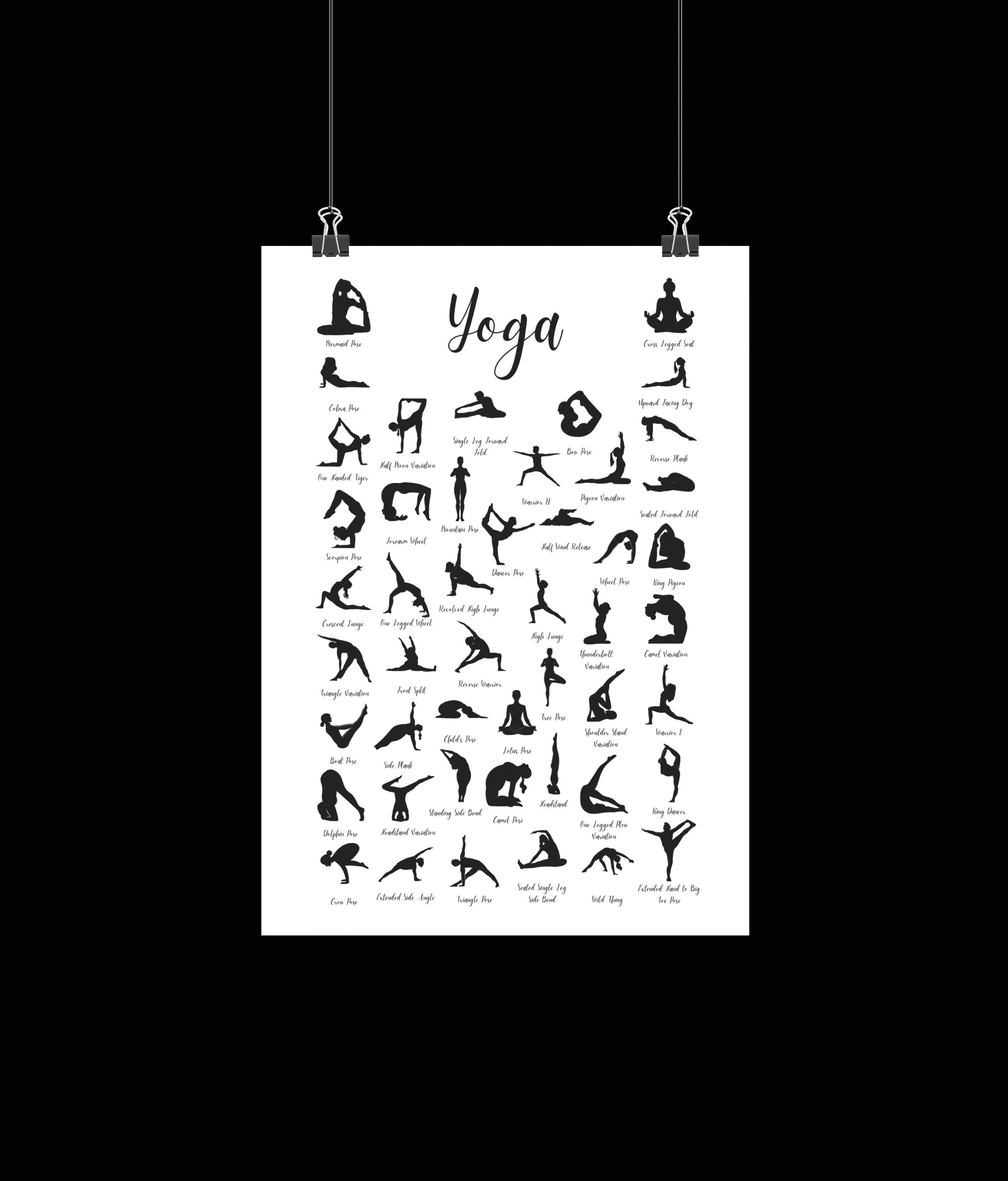 Yoga Poses Poster, Yoga Poses Printable, Yoga Printable, Yoga Art ...