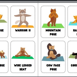 Kids Animal Yoga Poses Cards, Yoga for Kids, Kids Mindfulness, Calming ...