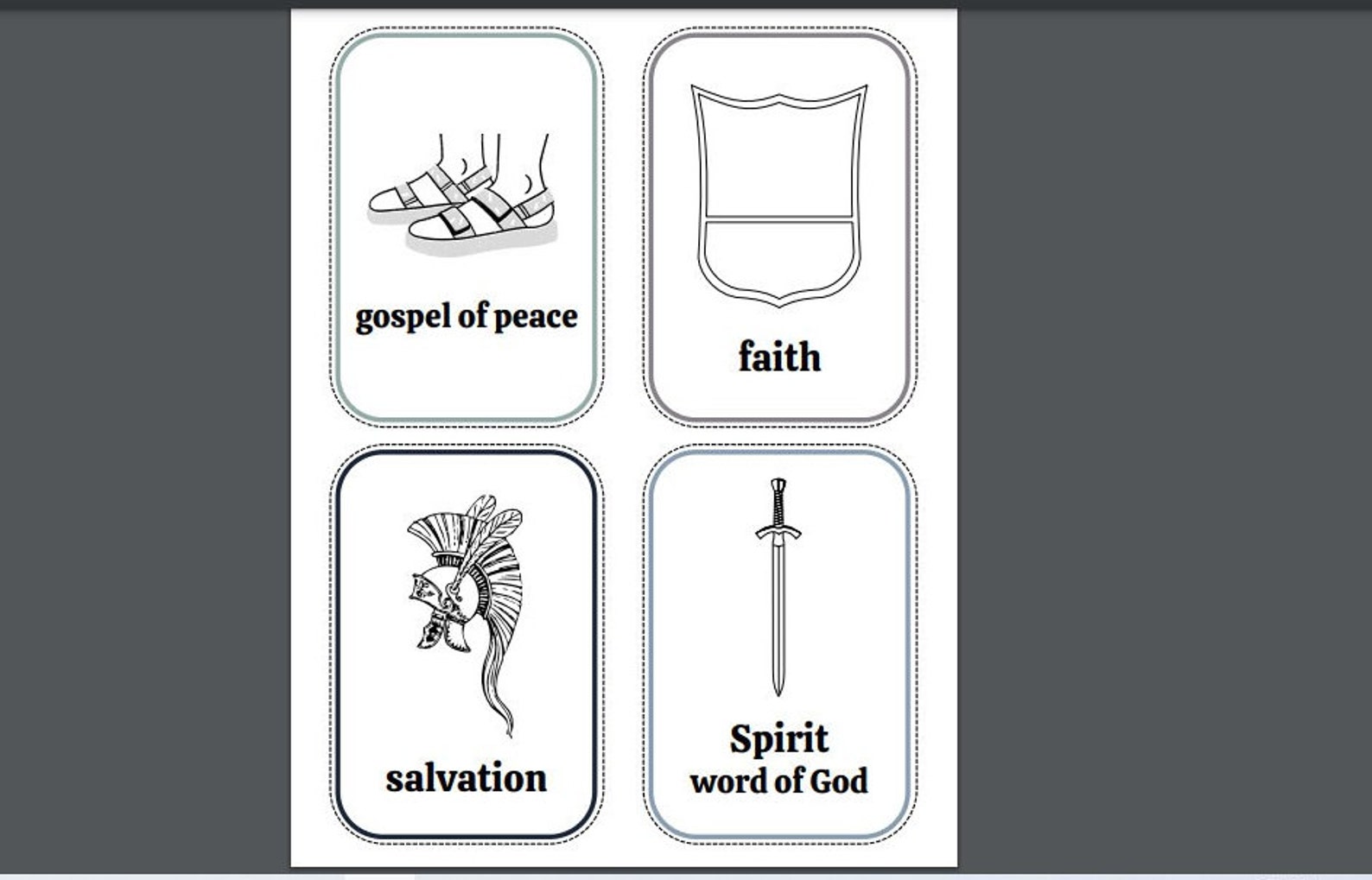 Armor of God, God’s Armor, Ephesians 6, Kids Bible Cards, Bible Verse ...