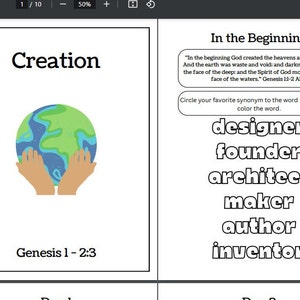 Days of Creation, Bible Activity Pages, Kids Bible Lessons, Kids Bible ...