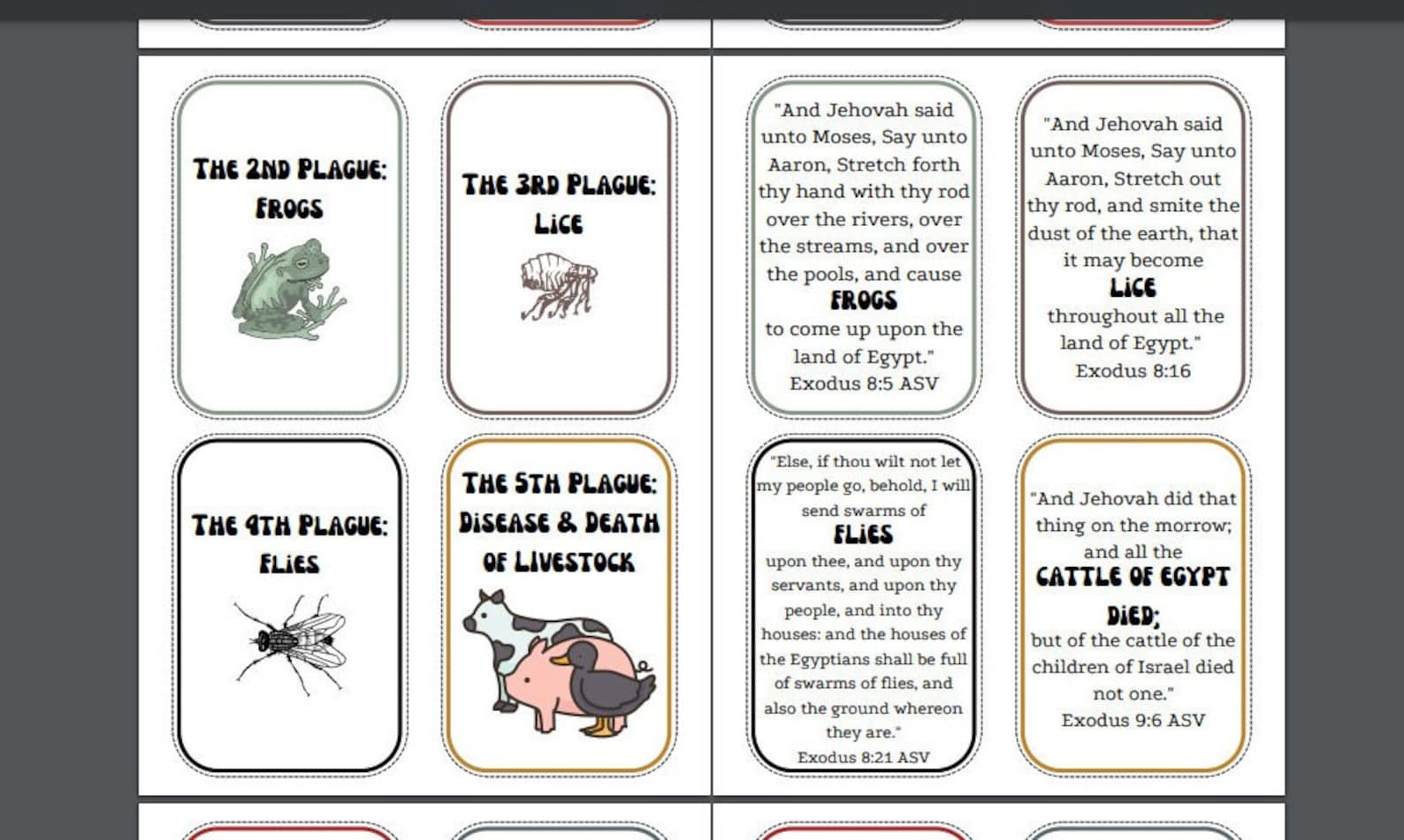 10 Plagues, Ten Plagues Bible, Ten Plagues of Egypt, Bible Flash Cards ...