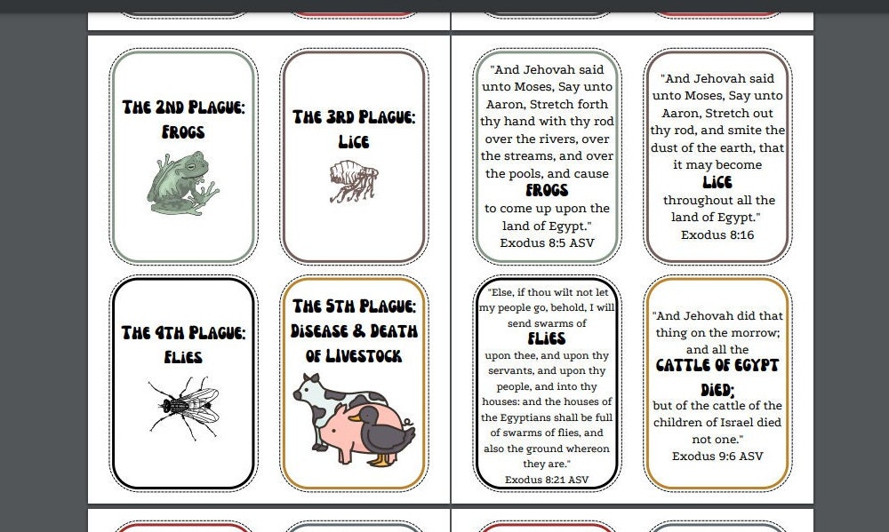 10 Plagues, Ten Plagues Bible, Ten Plagues of Egypt, Bible Flash Cards ...