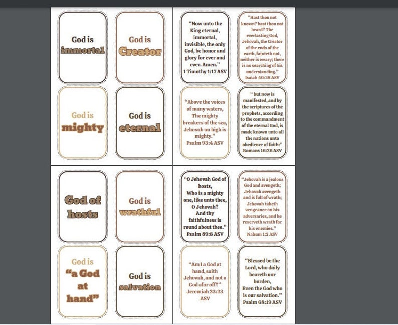 Names of God, Attributes of God, Bible Flashcards, Kids Bible Cards ...