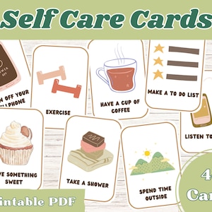 Self Care Cards, Selfcare Cards, Self Care Flashcards, Self Care Ideas ...