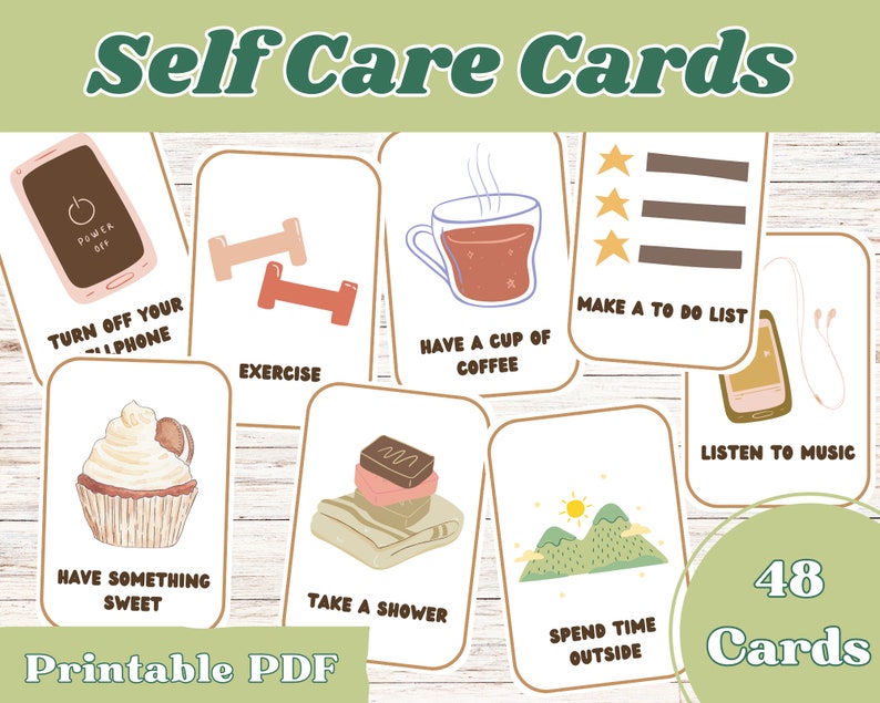 Self Care Cards, Selfcare Cards, Self Care Flashcards, Self Care Ideas ...