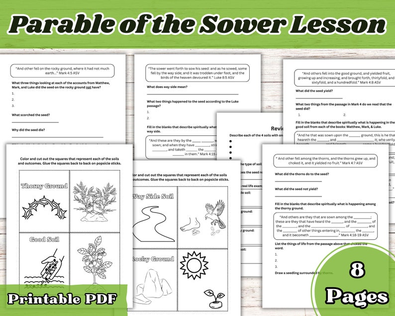 Parable of the Sower, Parables, Bible Worksheets, Kids Bible Study ...