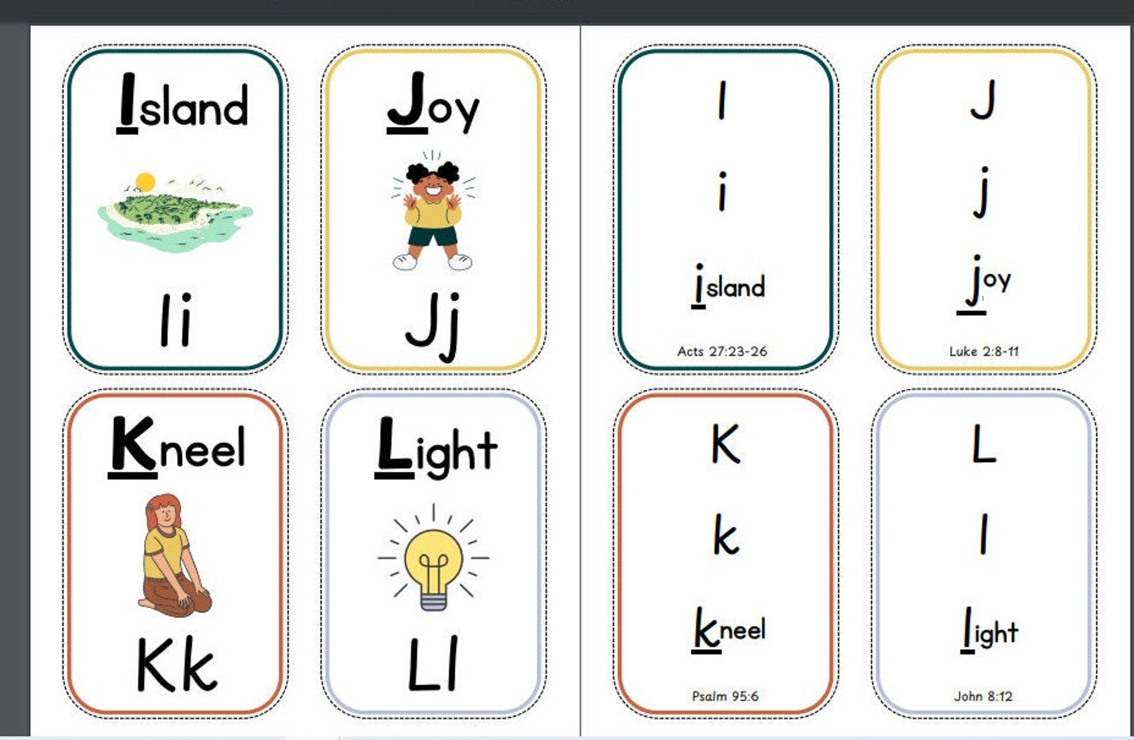 Bible Alphabet, Kids Bible Cards, Alphabet Flashcards, ABC Bible Verses ...