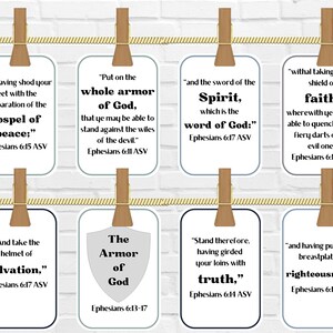 Armor of God, God’s Armor, Ephesians 6, Kids Bible Cards, Bible Verse ...