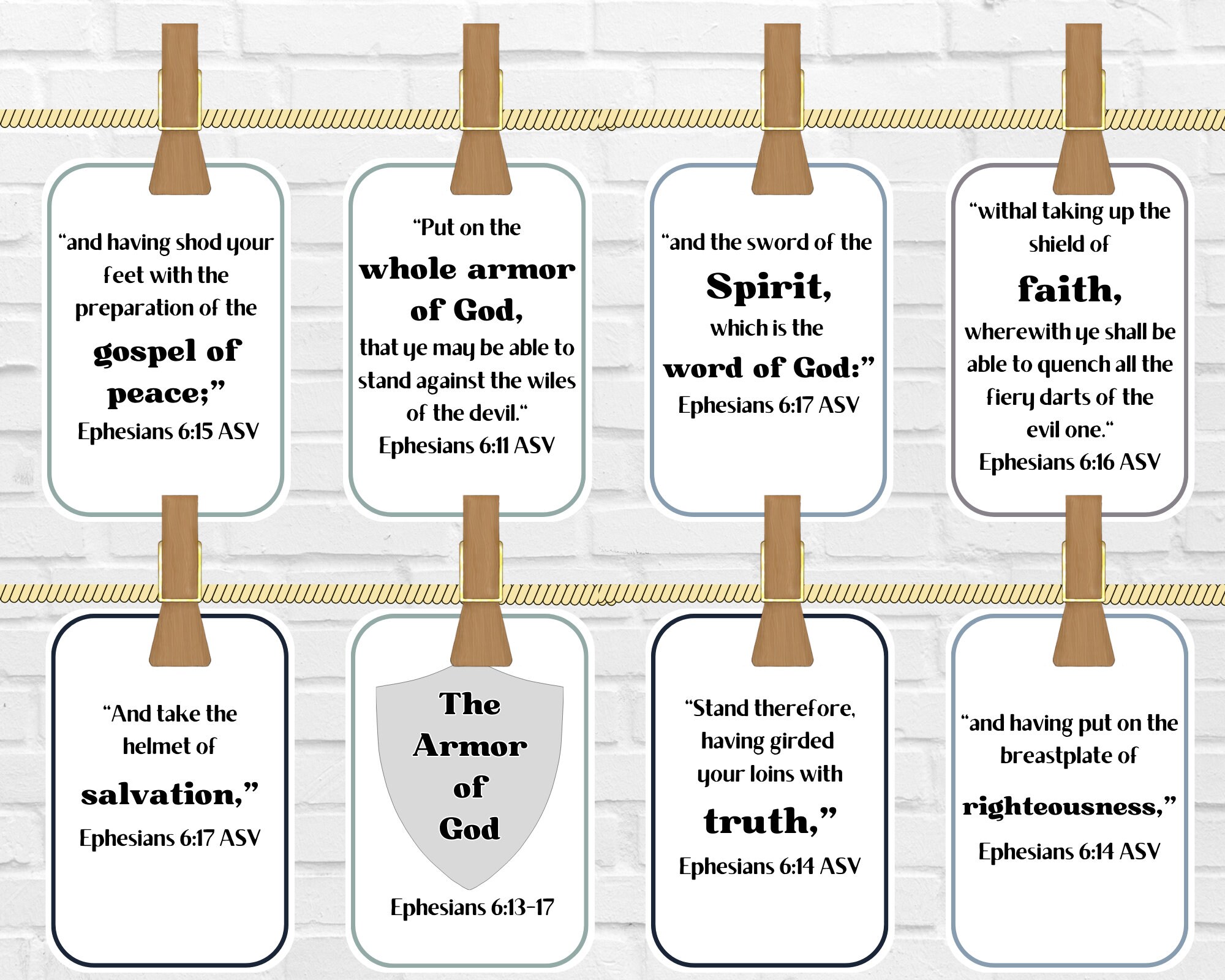 Armor of God, God’s Armor, Ephesians 6, Kids Bible Cards, Bible Verse ...