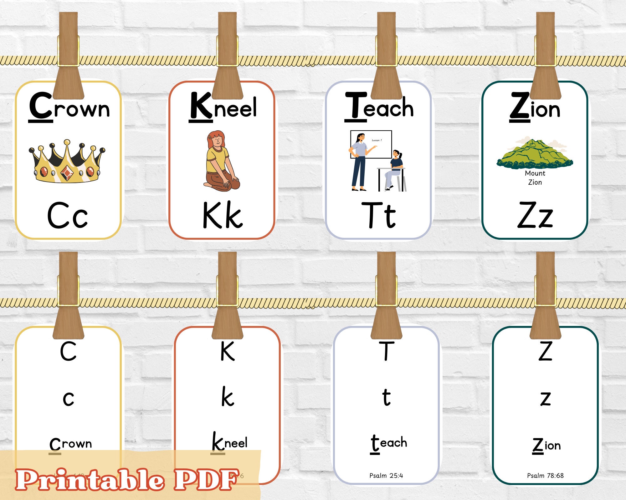 Bible Alphabet, Kids Bible Cards, Alphabet Flashcards, ABC Bible Verses ...