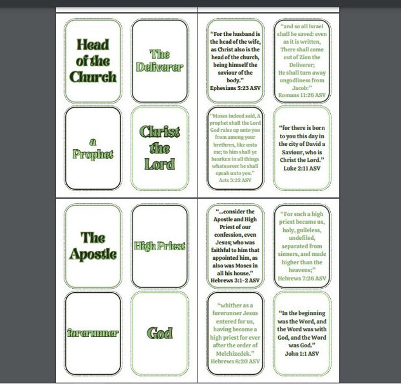 Names of Jesus, Bible Flashcards, Kids Bible Cards, Kids Bible ...