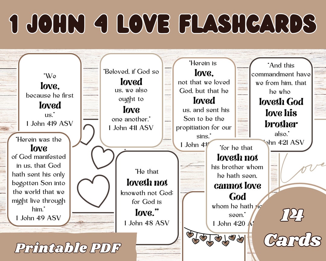 1 John, Bible Flash Cards, Bible Verse Cards, Kids Bible Printable ...