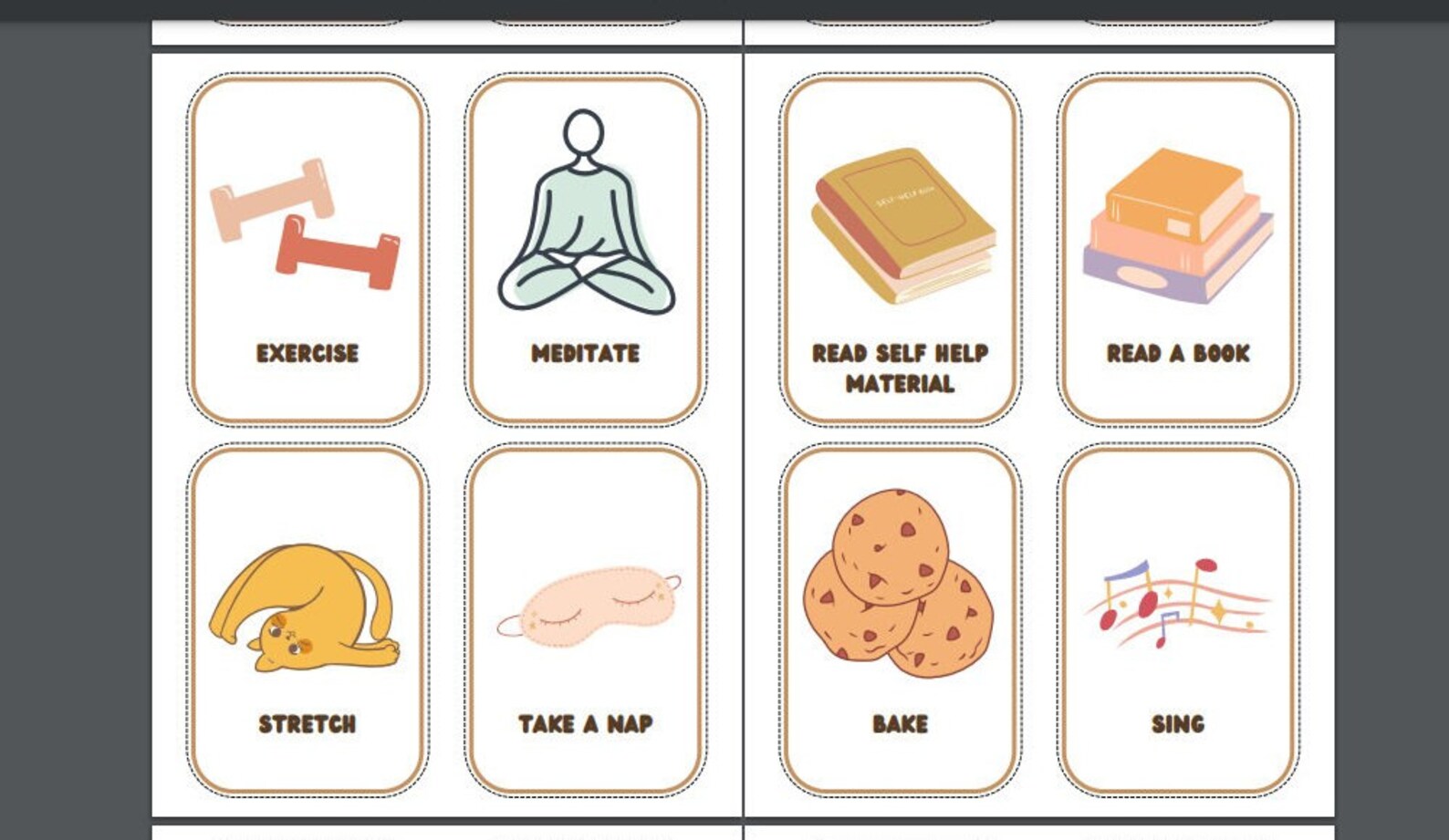 Self Care Cards, Selfcare Cards, Self Care Flashcards, Self Care Ideas ...