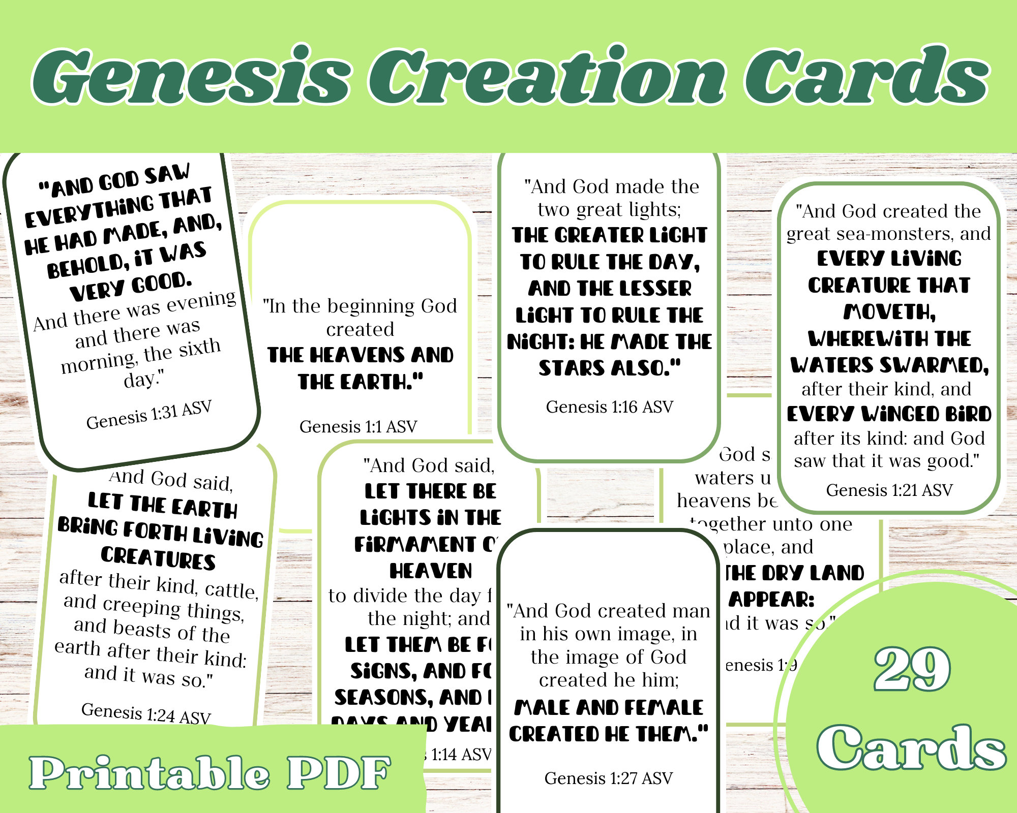 Genesis, Creation Bible Story, Kids Bible Cards, Bible Flash Cards ...