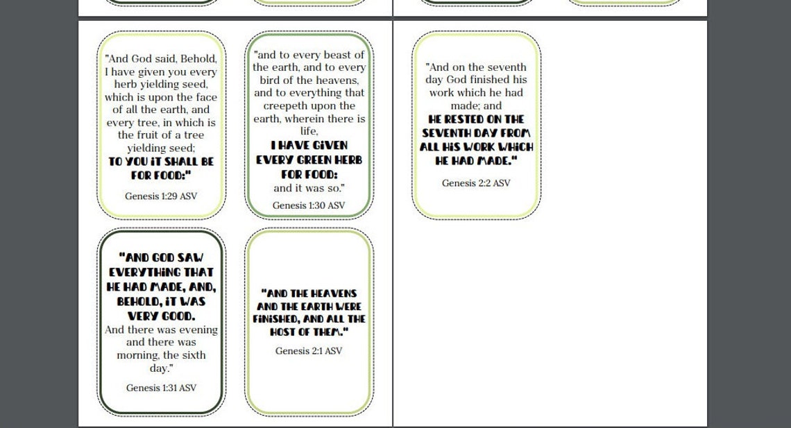 Genesis, Creation Bible Story, Kids Bible Cards, Bible Flash Cards ...