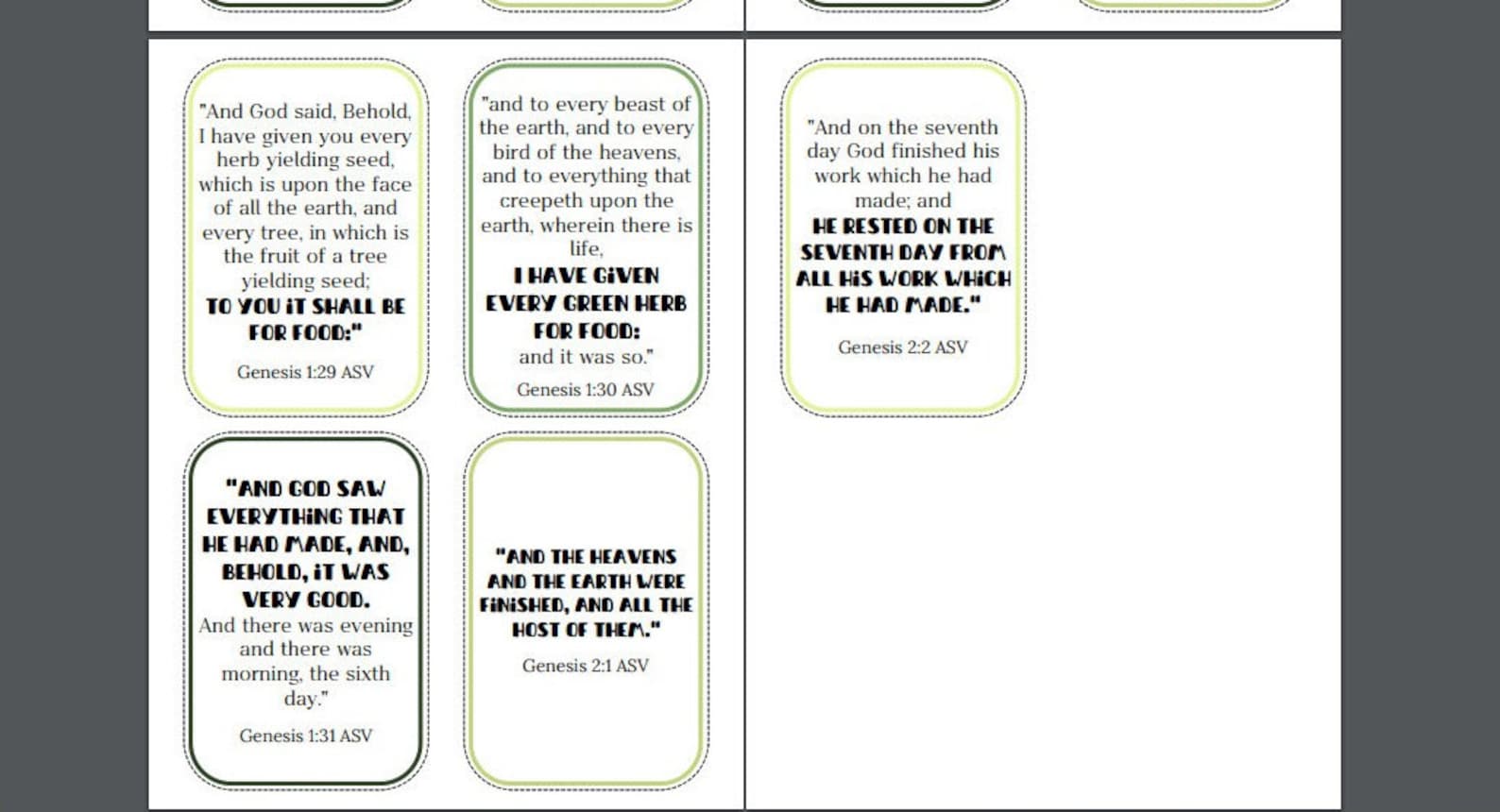 Genesis, Creation Bible Story, Kids Bible Cards, Bible Flash Cards ...