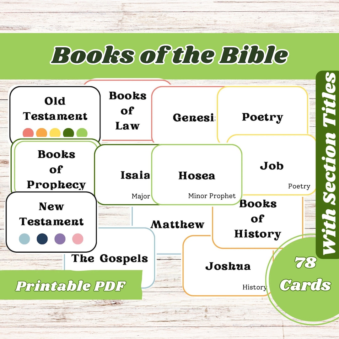 Books of the Bible Flashcards, Books of Bible Cards for Kids, Kids ...
