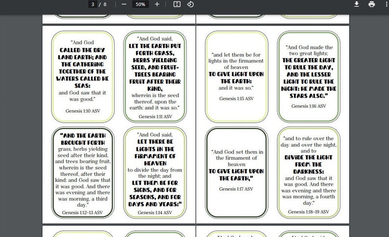 Genesis, Creation Bible Story, Kids Bible Cards, Bible Flash Cards ...