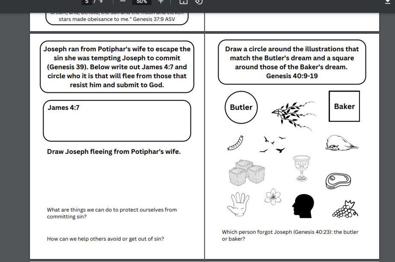 Story of Joseph, Bible Activity Pages, Bible Worksheets, Kids Bible ...