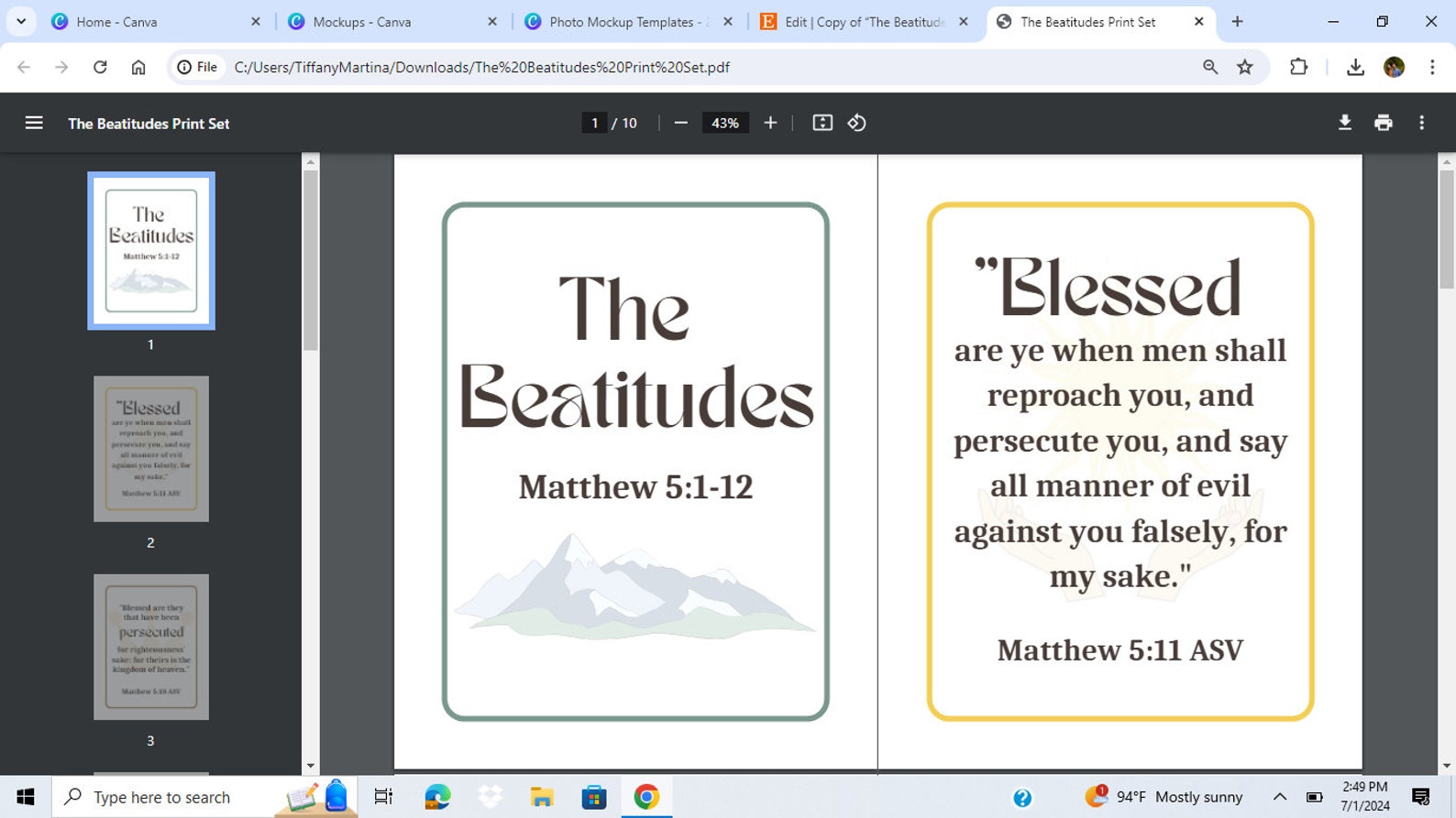 The Beatitudes, Beatitudes, Beatitudes Printable, Matthew 5, Beatitudes ...