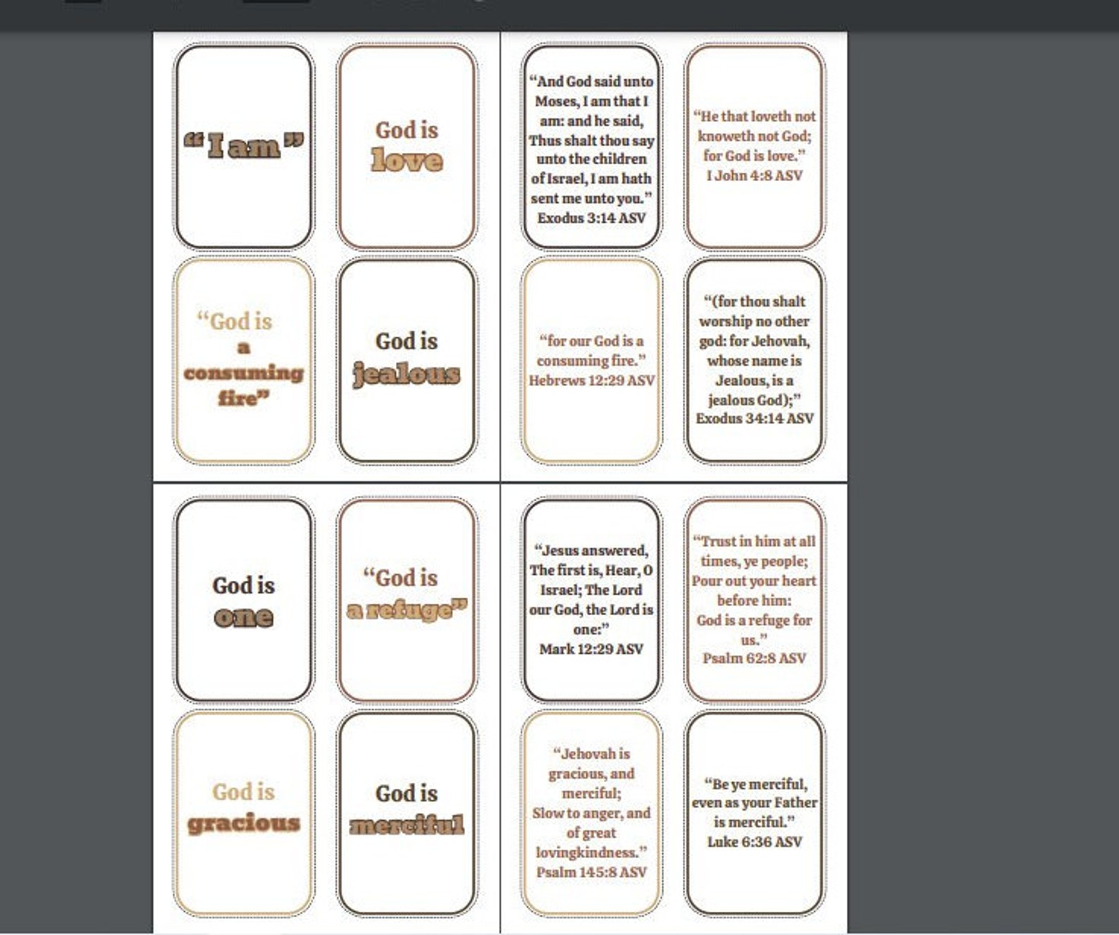 Names of God, Attributes of God, Bible Flashcards, Kids Bible Cards ...